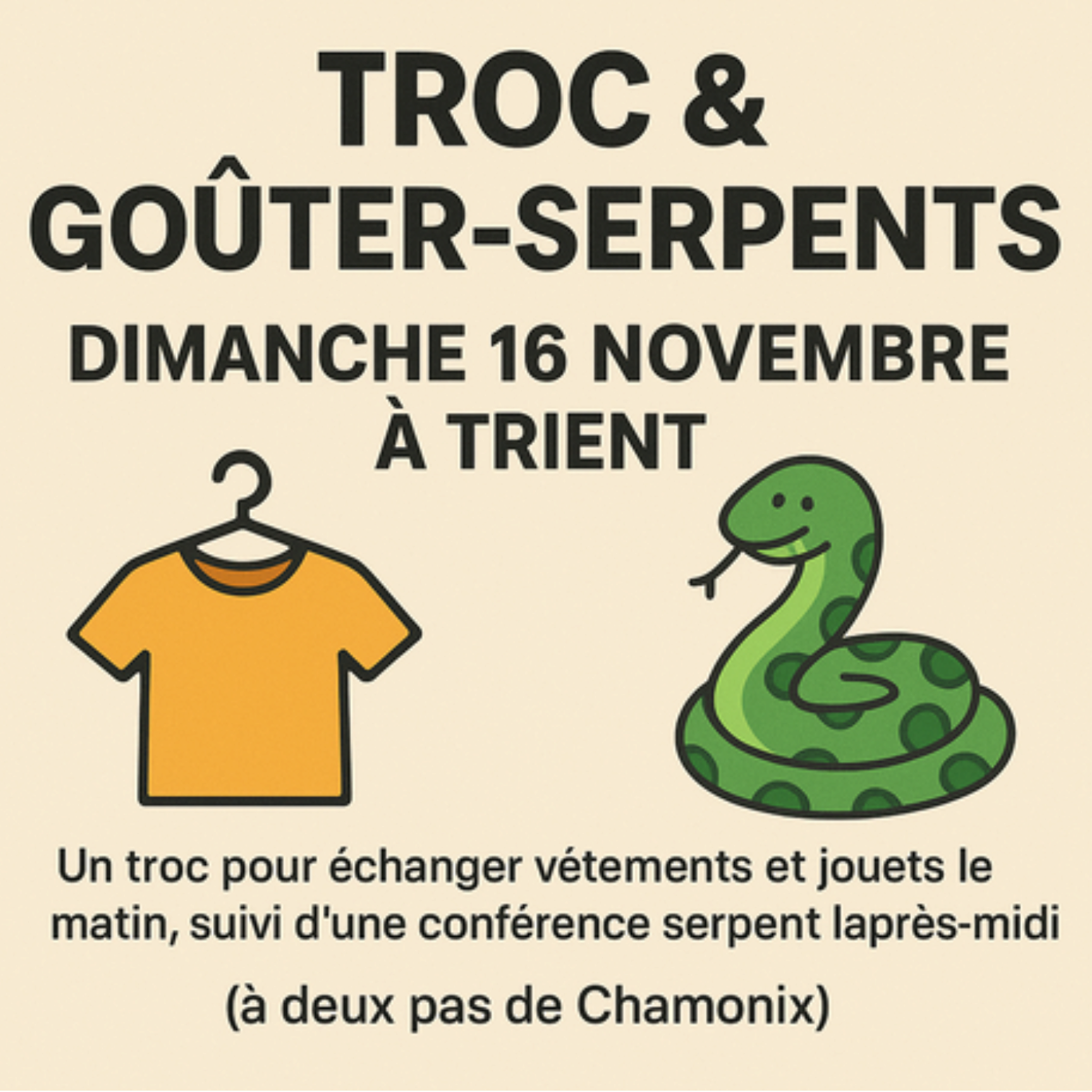 Mon Choix : Troc & Goûter-Serpents — Dimanche 16 novembre à Trient (à ...